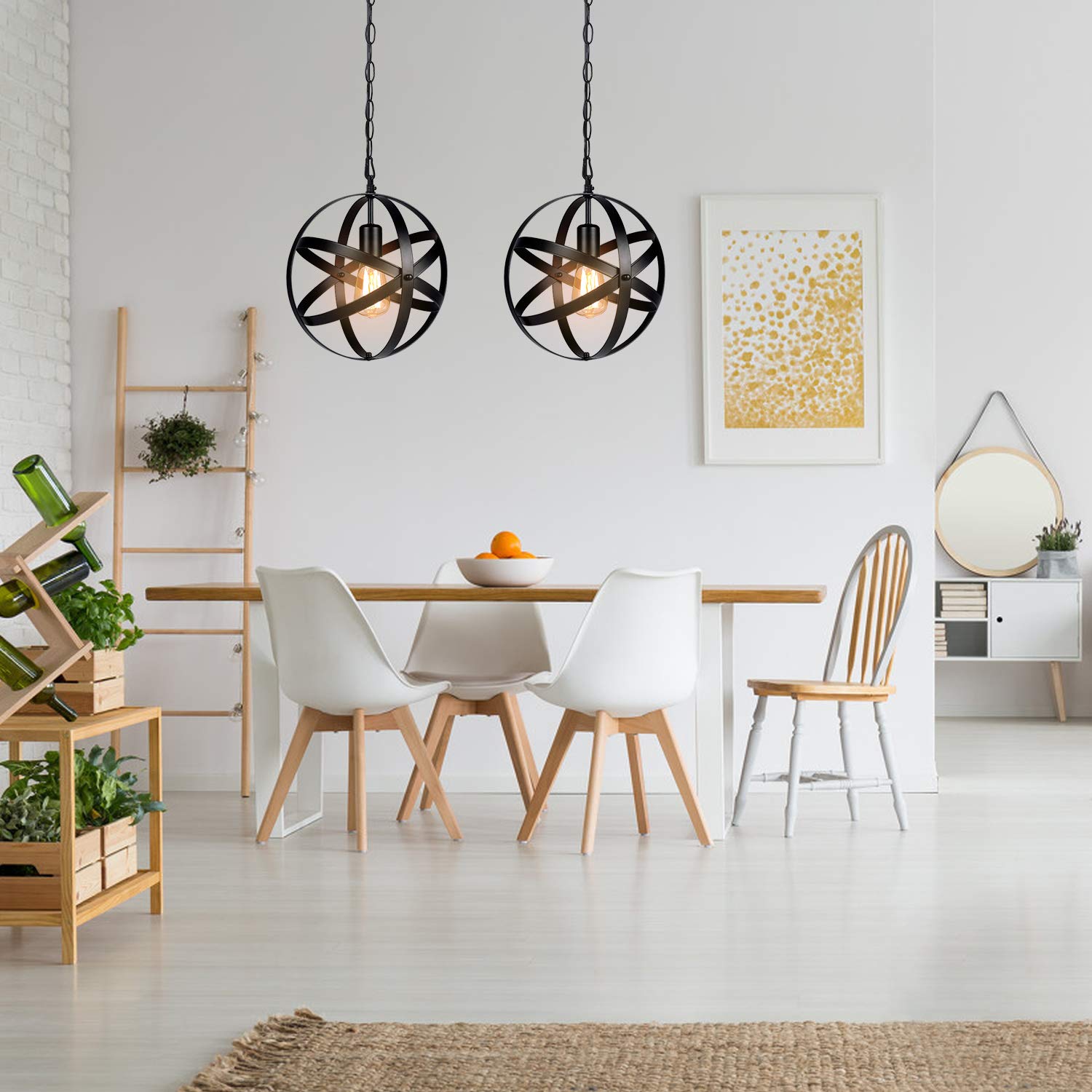 Pendant Light, Tomshine Plug in Hanging Light,Rustic Metal Chandelier Light Fixture for Kitchen Dining Room Farmhouse