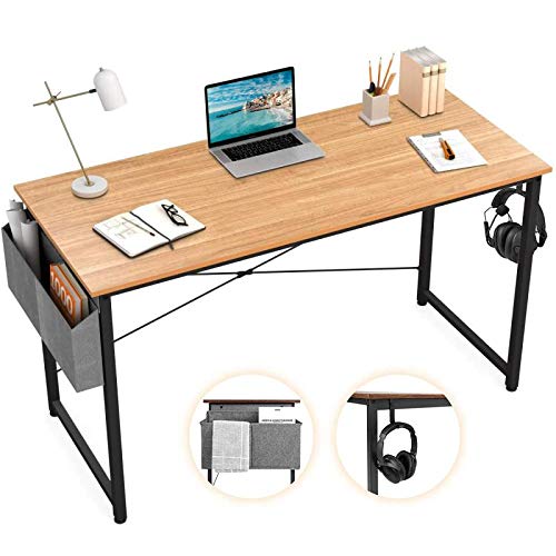Sengo Computer Desk Home Office Desk, Black Desk Laptop Desk Sturdy Work Table PC Table, Home Desk Workstation, with Storage Space Strong Legs (40", Oak)