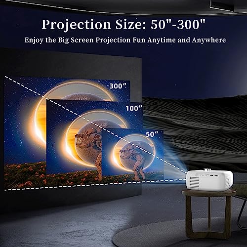 Projector with 5G WiFi and Bluetooth, FunFlix Portable Projector 18000 lumens Native 1080P Full HD, Mini Movie Projector Compatible with Smartphone, HDMI, USB, AV for Home Theater Projector, White