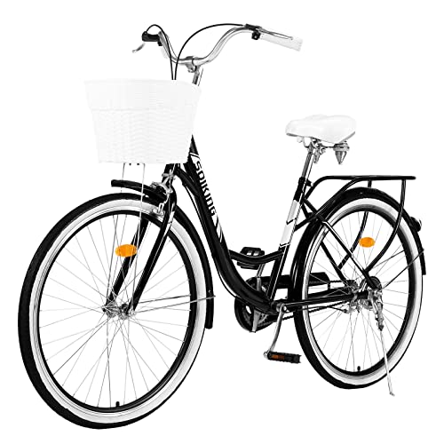 visdron Kids Bicycle 12 26-Inch Womens Comfort Bikes Beach Cruiser Bike Single Speed Bicycle Comfortable Bicycle Rear Wheel Hub Compatible with Motor