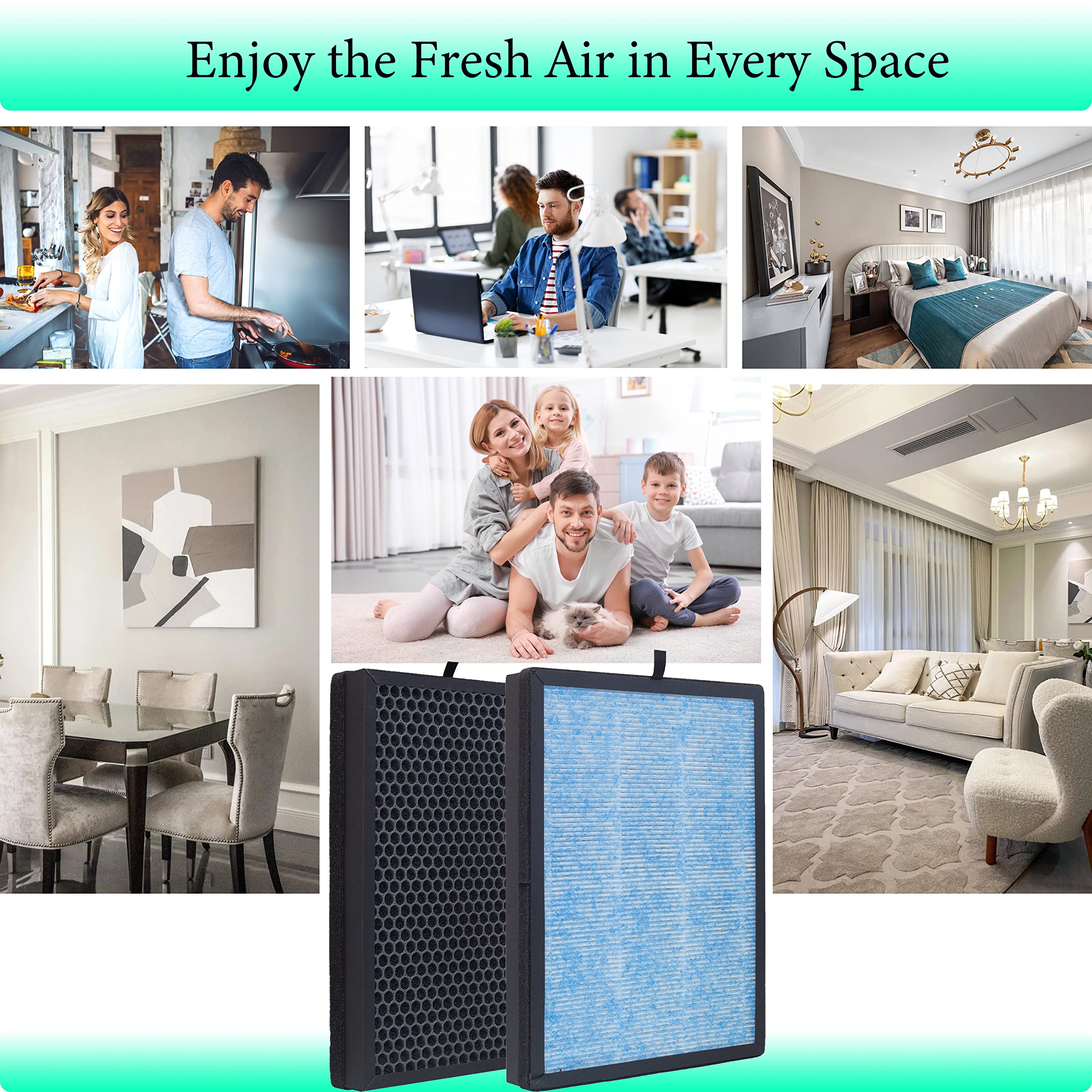 Nyingchi AP1002 Replacement Filter,Compatible with AIRTOKĀ® AP1002 and Pure Morning APH230C Air Purifier, H13 True HEPA 3 in 1 Filter,2-Pack