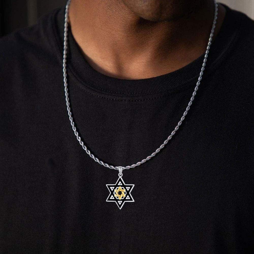 PDTJMTG Star of David Necklace Sterling Silver Necklace, 20”+2”