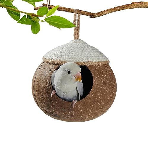 Parrot Nesting Material, Indoor Cage Birds Nest, Parrot Hut House with Comfortable Shelters, Bird Nest House with Convenient Loop Top, Parrot House Medium for Sparrows Lovebirds Bluebirds