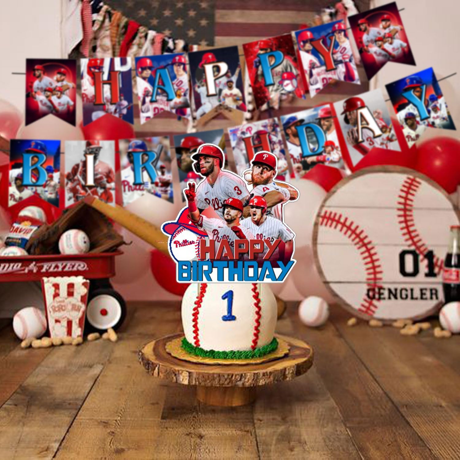 𝓟𝓱𝓲𝓵𝓪𝓭𝓮𝓵𝓹𝓱𝓲𝓪 𝓟𝓱𝓲𝓵𝓵𝓲𝓮𝓼 Party Decorations,Birthday Party Supplies For 𝓟𝓱𝓲𝓵𝓪𝓭𝓮𝓵𝓹𝓱𝓲𝓪 Baseball Party Supplies Includes Happy Birthday Banner, Balloons, Cupcake Toppers, Cake Topper for Baseball Fans
