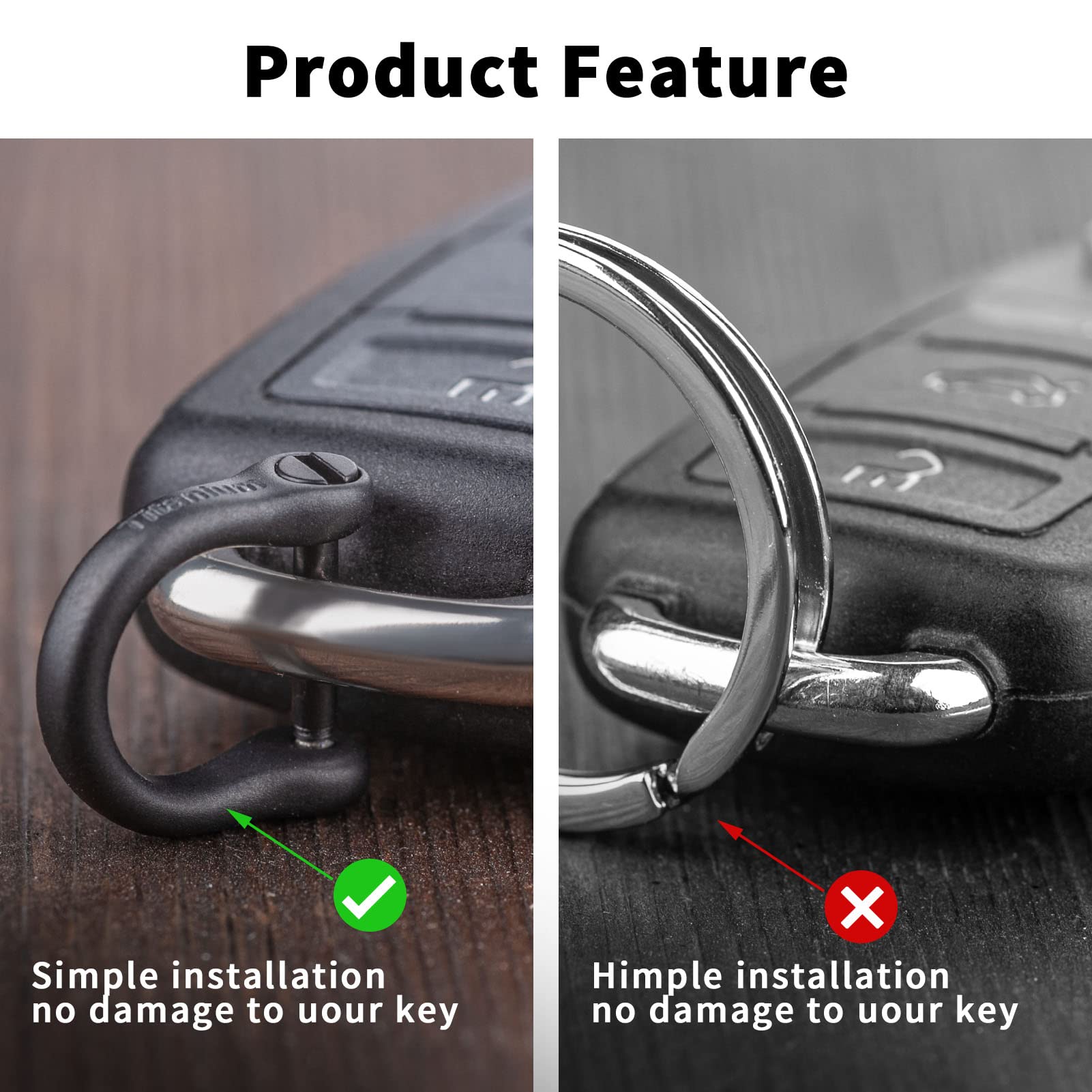 TISUR Titanium Key Ring,D-Rings Key Rings for Keychains Heavy Duty with Screw Shackle, Car Key Chain Ring for Men and Women 2 Pcs (Black Matte XS)