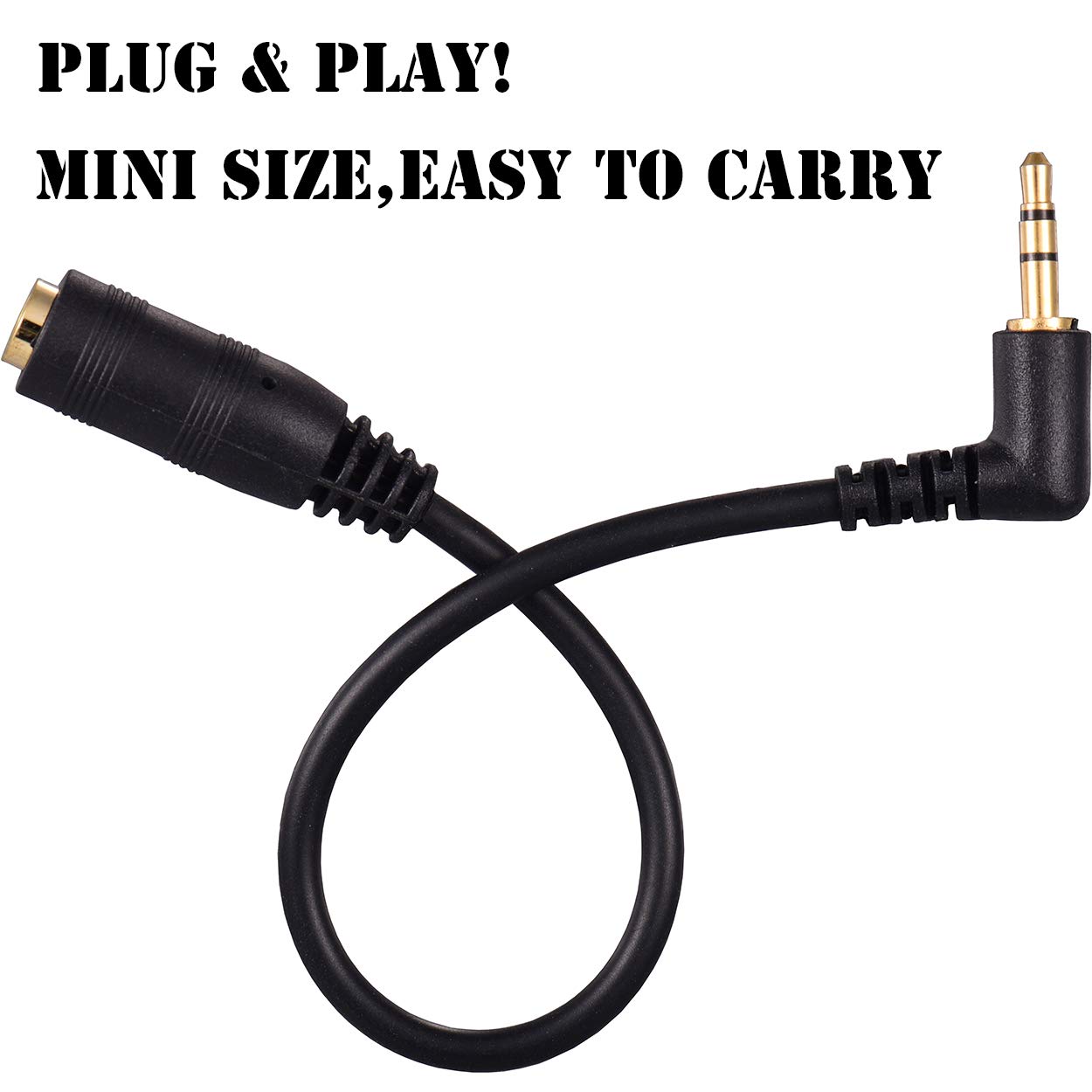 Warmstor 2 Pack Gold Plated 2.5mm Male to 1/8 inch 3.5mm Female Stereo Audio Jack Adapter Cable 90 Degree Right Angle Connector 6 inch Cord for Radios,Headphones,Recorder,Camera