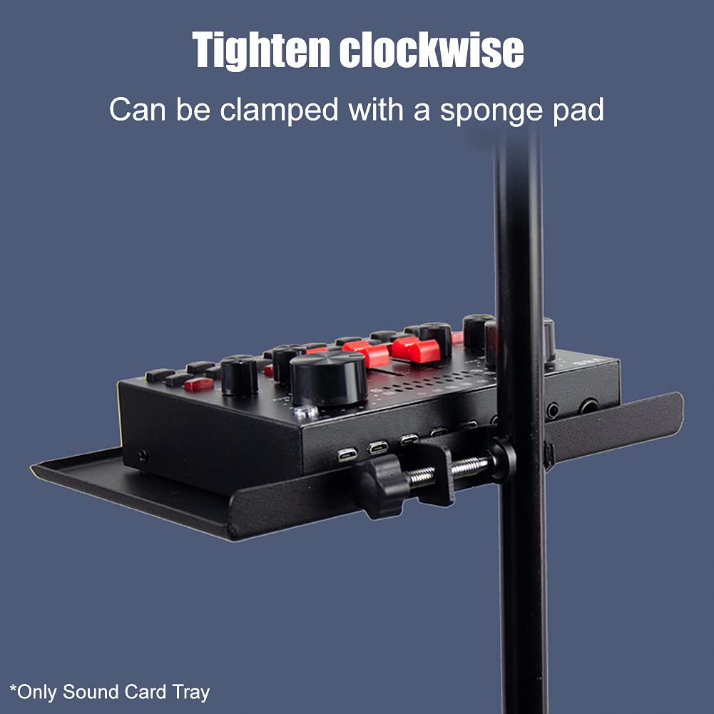 Sound Card Tray Metal Shelf Bracket Phone Clip Iron Microphone Stand Live Tripod Sound Card Tray Broadcast Stable Shelf(black)