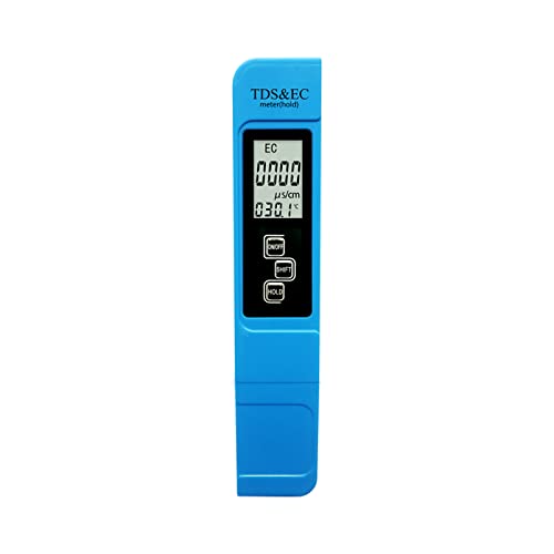 Zalengine TDS & EC Meter for Hydroponics, Household Drinking, Swimming Pool, Aquarium, Aquaculture, Lab - TDS EC Temp 3 in 1, TDS Meter, EC Meter, Digital Water Tester, 0-9999ppm, 0-9999μS/cm (Blue)