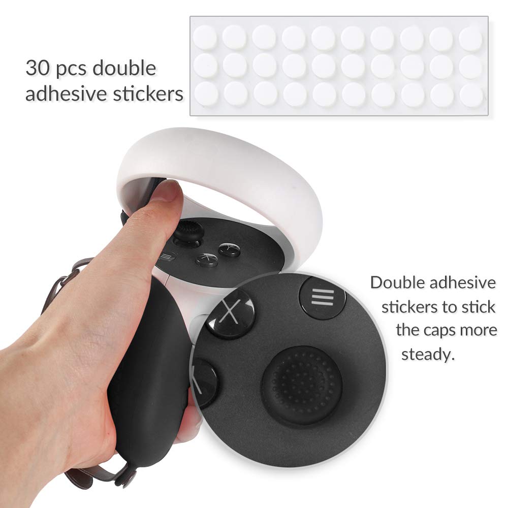 Touch Controller Silicone Grip Cover for Meta/Oculus Quest 2, Kits of Anti-Throw Handle Protective Sleeves with Extended Sticky Tape & Cleaning Cloth & Double Adhesive Glue & Storage Bag