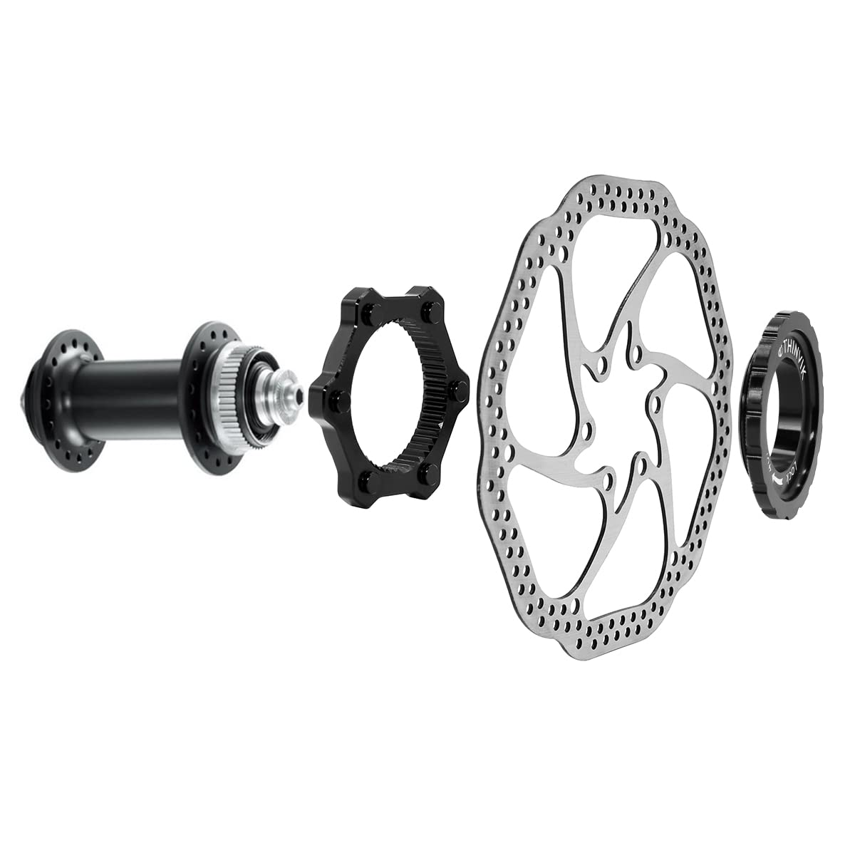 Thinvik Centerlock to 6-Bolt Rotor Adapter,Bike Hub Center Lock Conversion Adapter Centerlock to 6‑Hole Adapter Conversion Kit