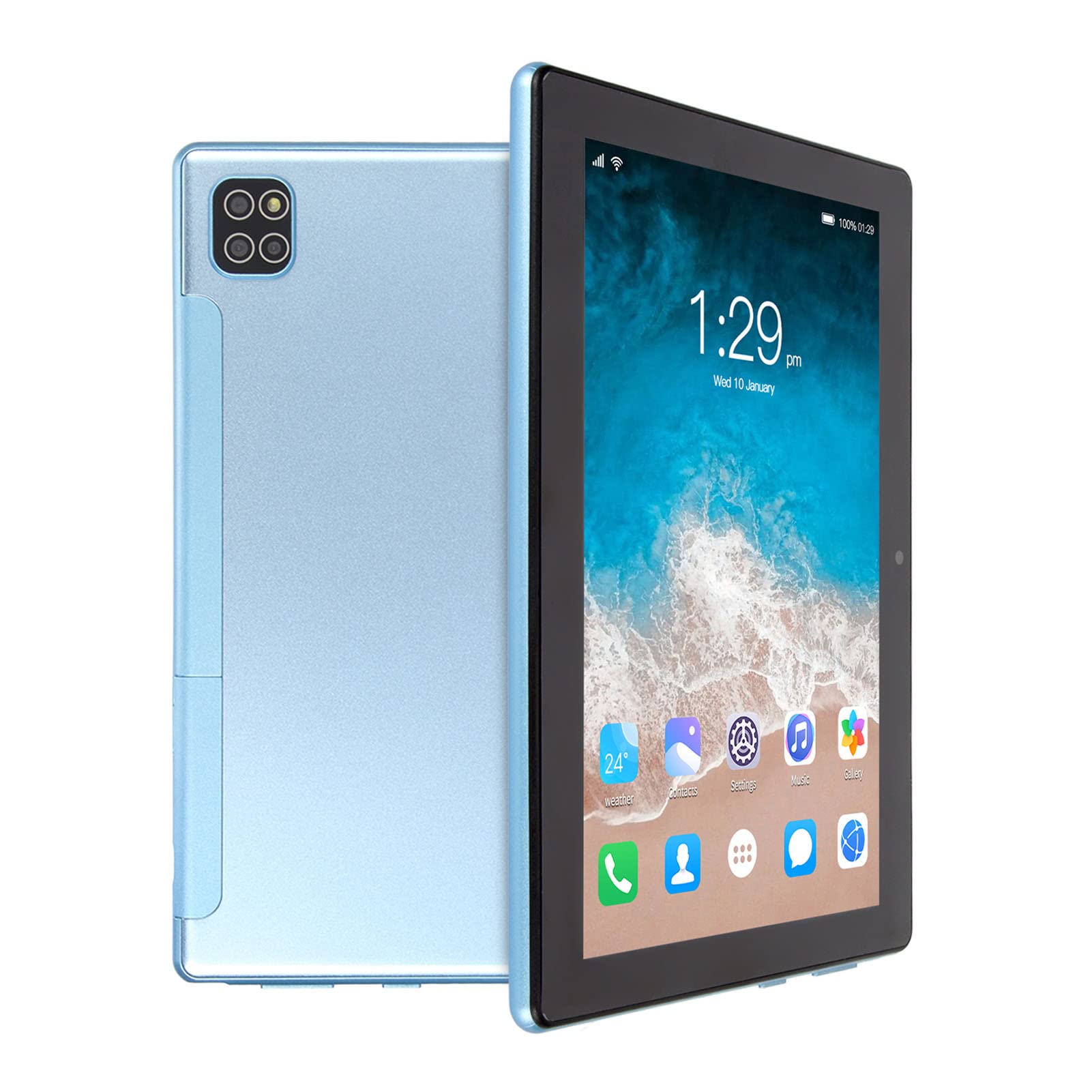 Smart Tablet, Dual Cameras GPS Tablet 4GLTE 1920X1200 Resolution 8 Inch Octa Core CPU 6GB+128GB Storage with OTG Cable for Entertainment for Reading (Blue)