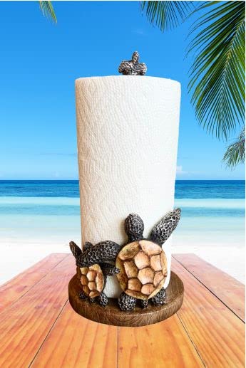 Sea Turtle Love Decorative Paper Towel Holder - Nautical Ocean Beach Coastal Decor - Turtle Hugs