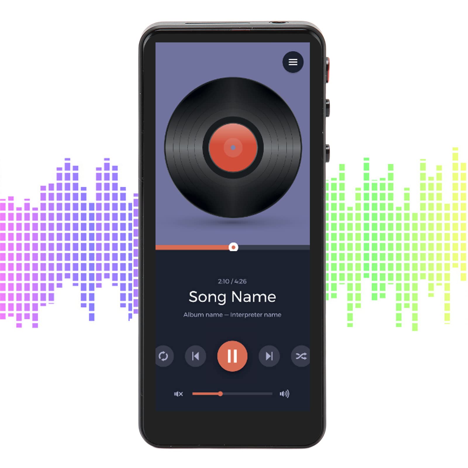 Septpenta MP3 Player with Bluetooth, 480X800 4.0 Inch TFT Display Portable MP4 with 8 Core Bluetooth 5.0, WiFi Full Touch Screen HD Noise Reduction Android MP4 Player (64GB)