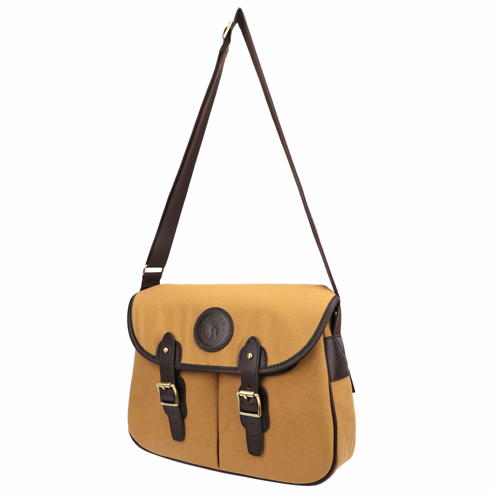 Tourbn TOURBON Retro Fly Fishing Tackle Bag Case Canvas & Leather Carryall Game Reel Storage, Brown