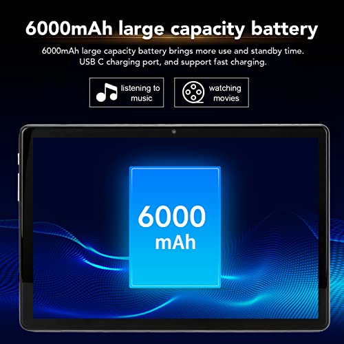 VINGVO 4G LTE Tablet, 5G WiFi 6GB RAM 128GB ROM US Plug 100β240V 10.1 Inch IPS 6000mAh Battery Reading Tablet (US Plug)