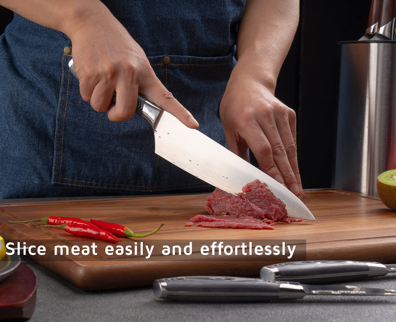 WELLSTAR Kitchen Knife Set 3 Piece, Razor Sharp German Steel Forged Blade with Professional G10 Handle, Chef Utility Paring Knife Well Balanced Cutlery Set for Cutting Chopping and Dicing - Gift Box