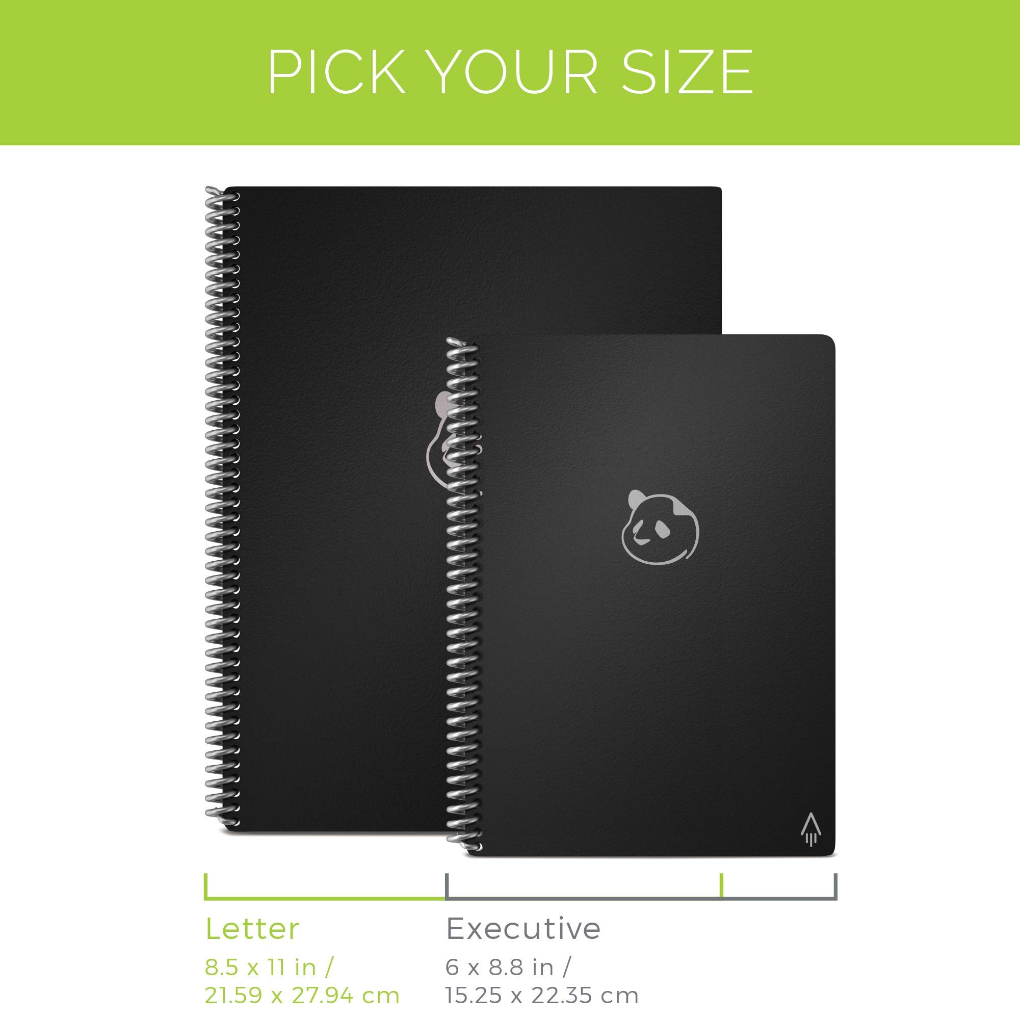 Rocketbook Smart Reusable Notebook, Executive Size Panda Planner with Daily, Weekly, & Monthly Pages, Midnight Blue, (6" x 8.8")