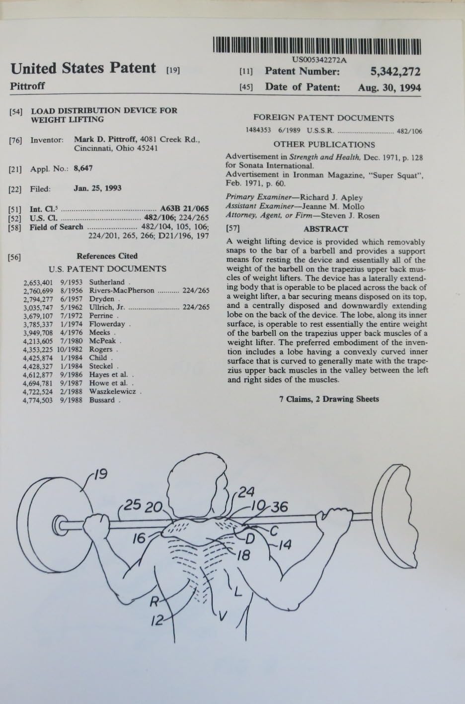 Original Manta Ray by Advanced Fitness, Squat Load Distribution Device