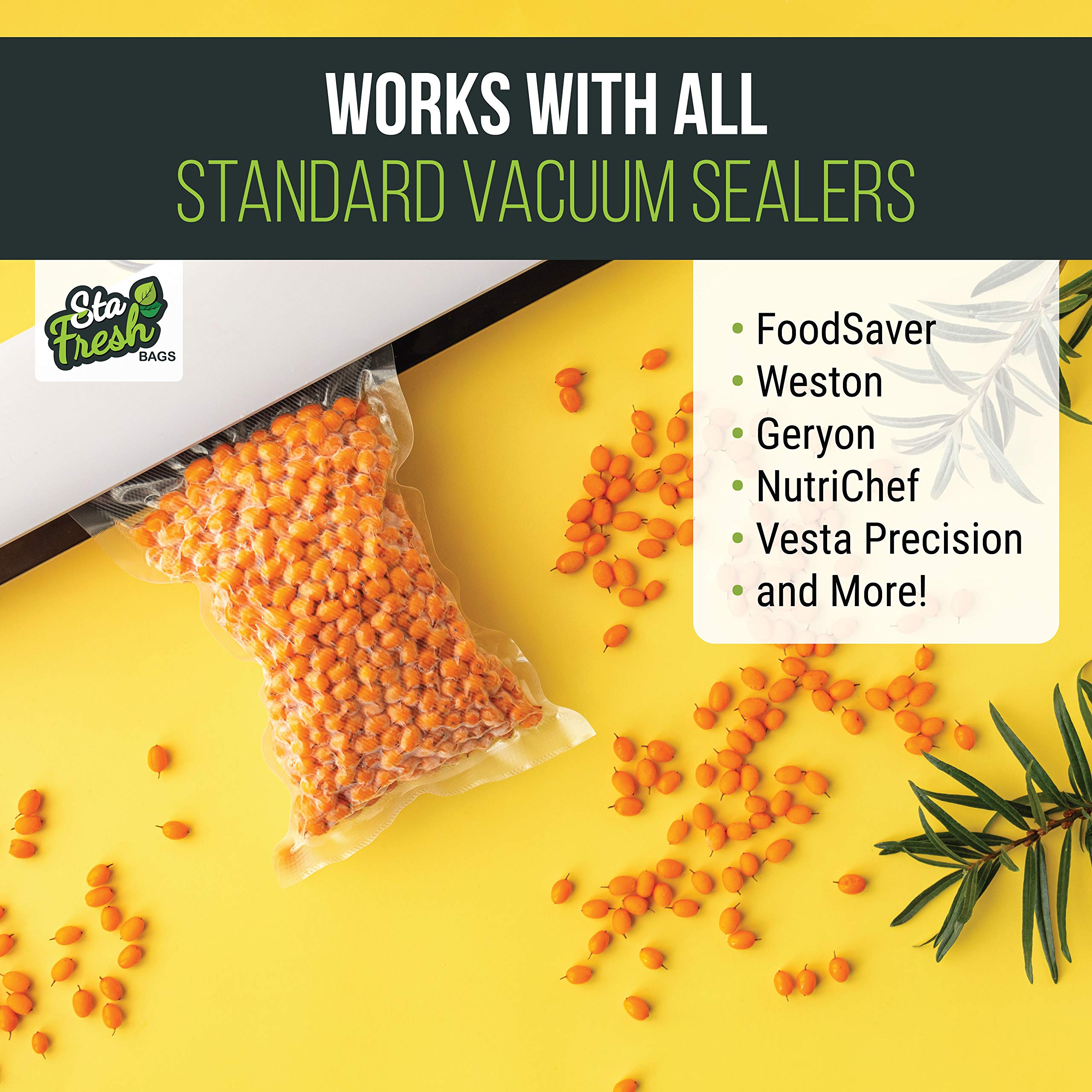 Sta Fresh Vacuum Sealer Storage Bags (8โ x 10โ, 100 Count), Quart Food Saver Bags 3.5mil Vac Meal Sealer, USA Made