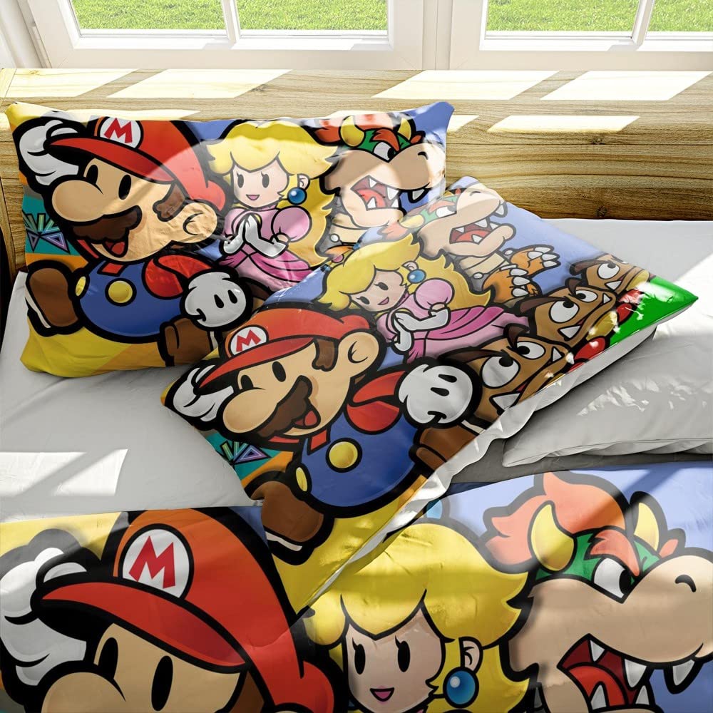 NICHIYOBI Redcap Beard Plumber Bros Game Movie Duvet Cover Set 3D Bedding Comforter Cover 3 Pcs (1 Duvet Cover+2 Pillowcases) Bedding Set (07,Queen-90x90in+20x30in*2)