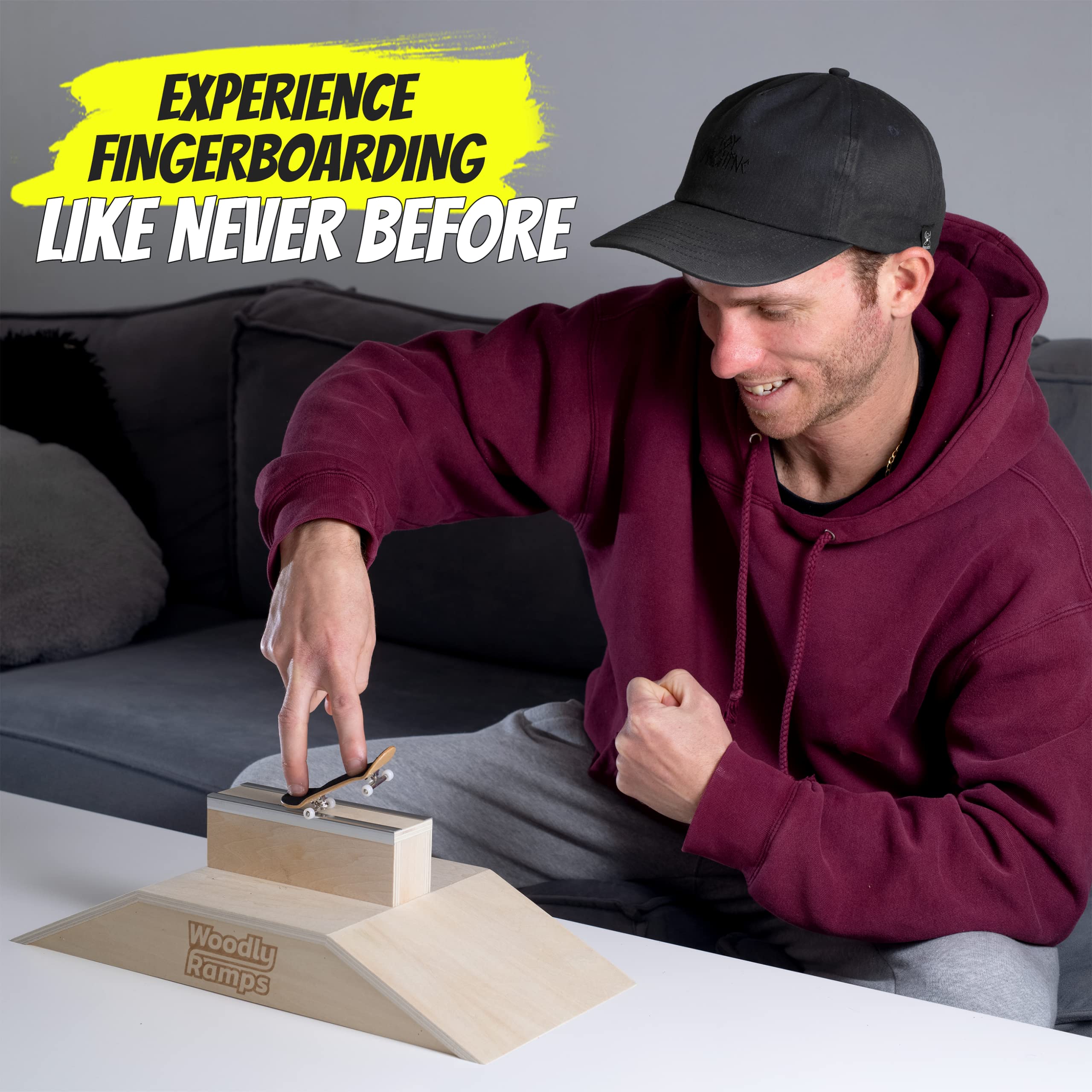 Woodly Ramps - Fun Box - Fingerboard Skatepark Ramp Game for Fingerboards, Bike, Scooters - Fingerboard obstacles, Finger skateboards