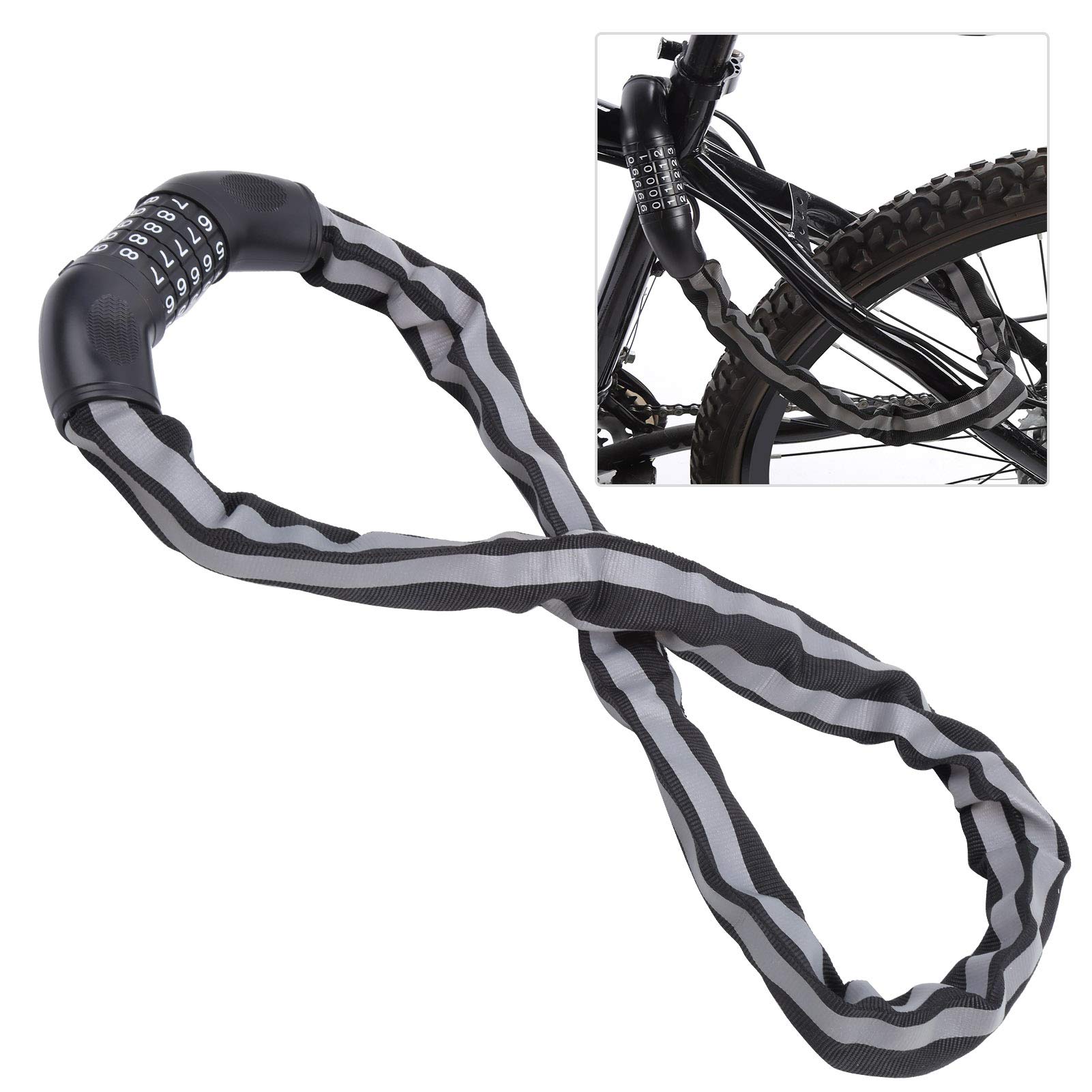 Vakitar Bike Antitheft Coded Lock Cable Lock Keyless Five Password Reflective
