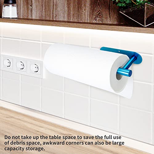 Snailhouse Under Cabinet Paper Towel Holder, Stainless Steel Kitchen Wall Mount Self Adhesive Hanging Paper Towel Holder Under Cabinet Counter, Blue