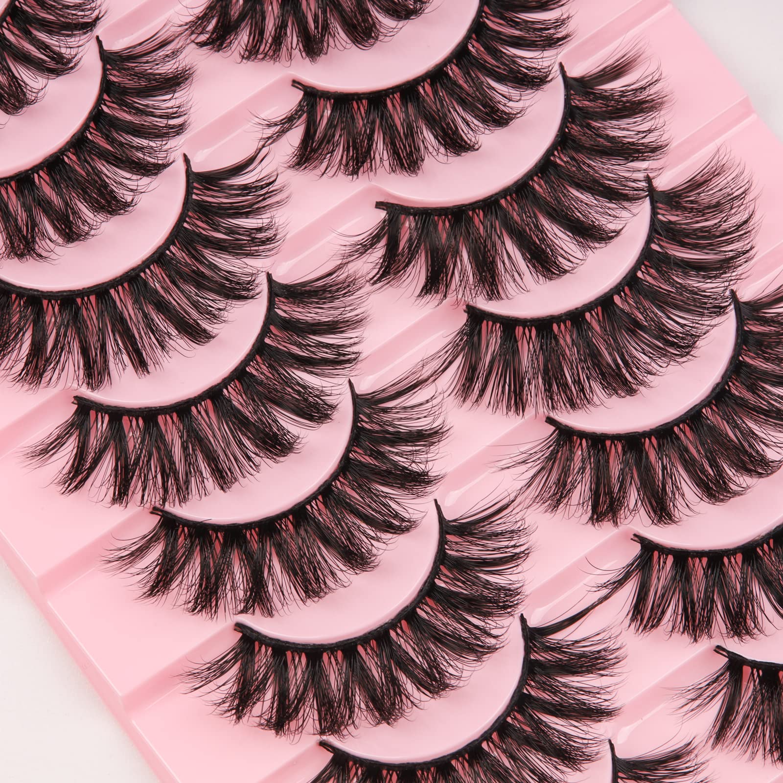 XP-ART False Eyelashes Natural Look Wispy Faux Mink Lashes Fluffy Cat Eye lashes 10 Pairs 24MM