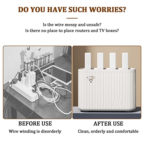 WiFi Router Storage Box,Large Wireless Router Rack, Cable Power Plug Wire Storage Boxes,Floating Shelf, Plug Row Hub Board Finishing Desktop Storage Box