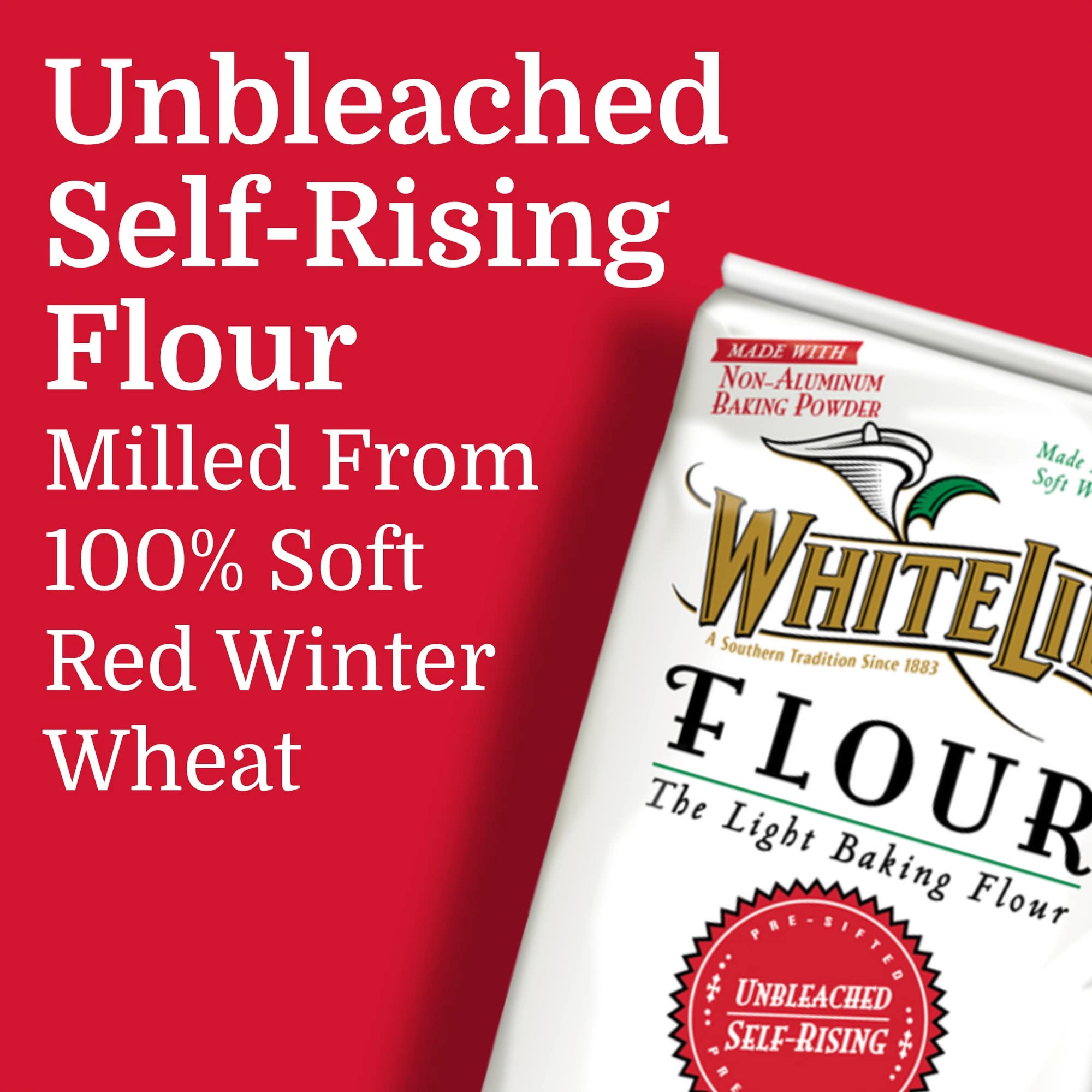 White Lily Non-GMO Aluminum-Free Unbleached Self Rising Flour 5 lb Bag (Pack of 2) By The Cup Swivel Spoons