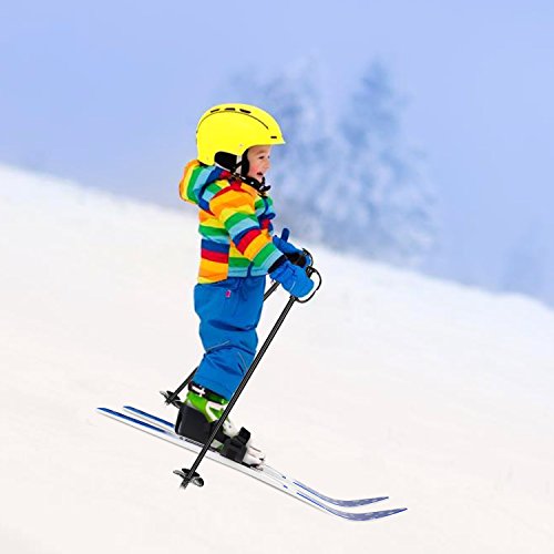 Odoland Kid's Beginner Snow Skis and Poles, Low-Resistant Ski Boards for Age 4 and Under, Lightweight, Sturdy and Safe, Blue