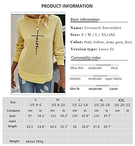 Womens Casual Funny Faith Spirituality Graphic Crewneck Sweatshirt Long Sleeve Loose Pullover Tops Shirts (Navy,Medium,US,Alpha,Medium)