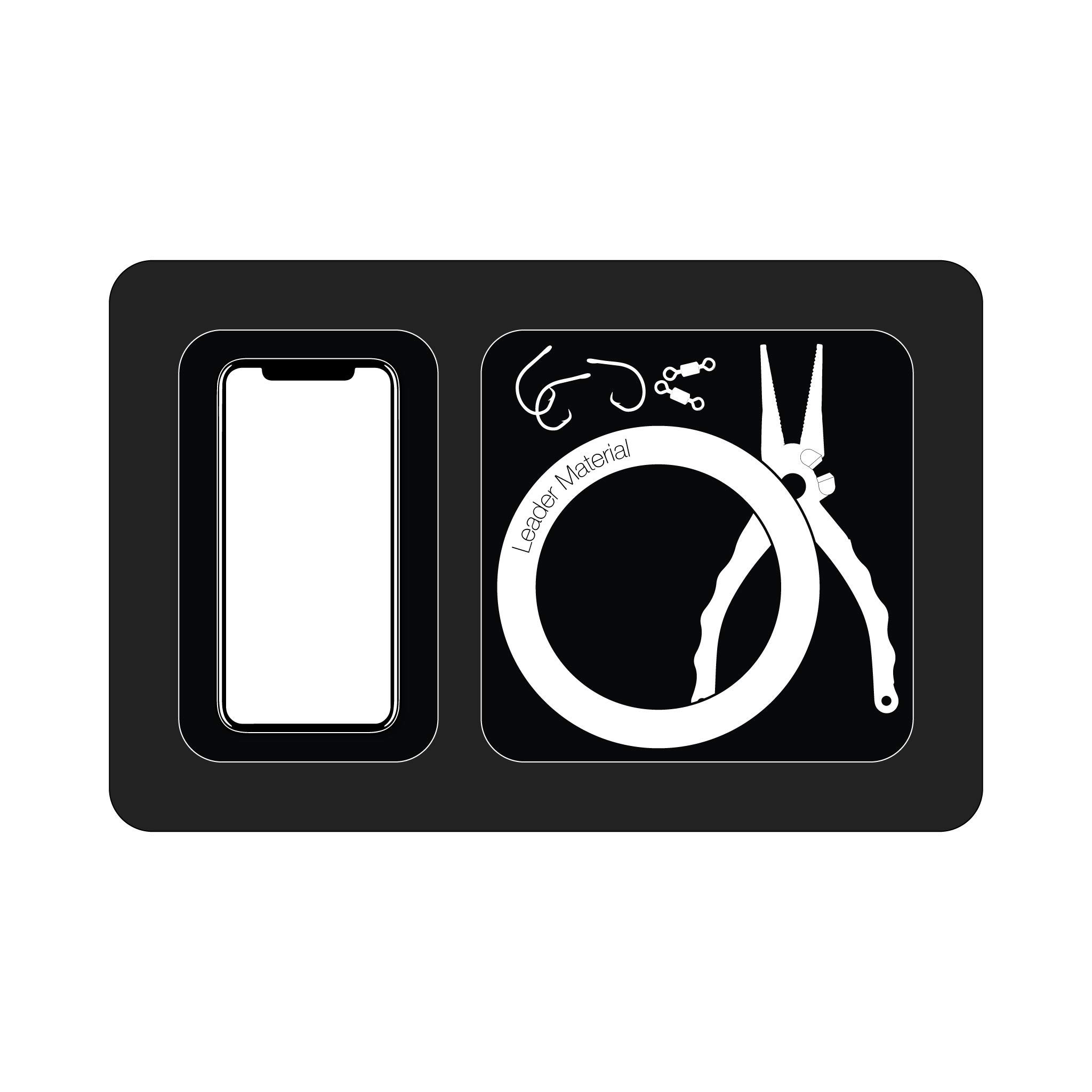 SeaDek Foam | Cell Phone & Accessories Boat Dash Holder | 3M Adhesive Backing | Separate Compartments for Cell Phones & Fishing/Boating Tools | Durable Accessory Holder | Black