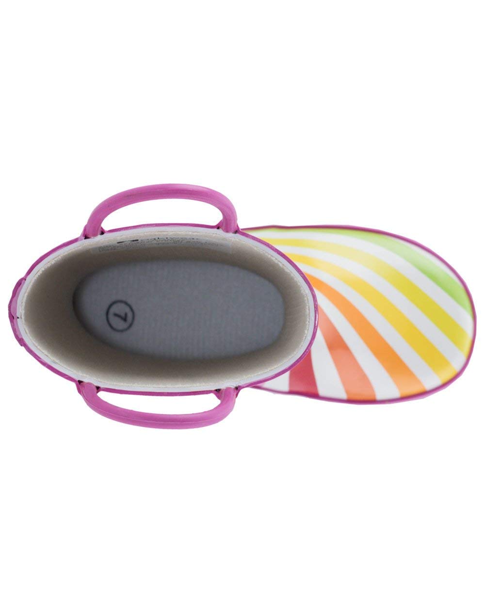 OAKI Kids Rain Boots with Easy-On Handles, Rainbow Stripes, 2Y US Big Kid