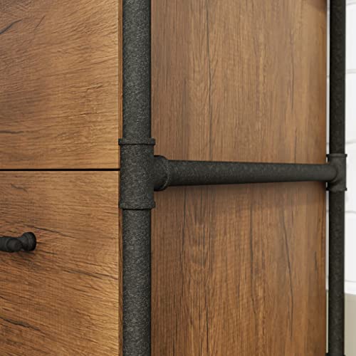 Sauder Iron City Lateral File, L: 31.50" x W: 20.00" x H: 30.00", Checked Oak Finish