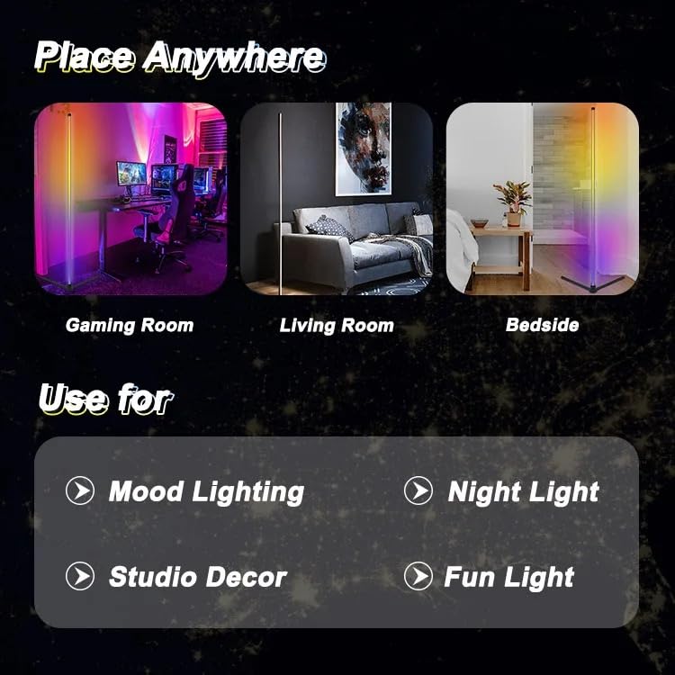 Nordic Decorative Remote Controlled LED Light RGB Tripod Corner Floor Lamp for Living Room