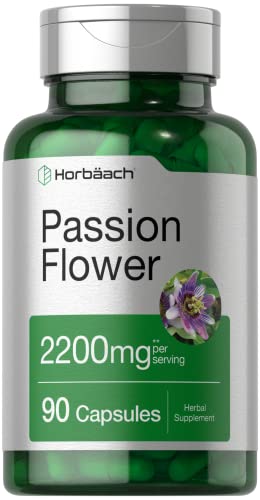 Passion Flower Capsules | 2200mg | 90 Count | Non-GMO & Gluten Free Extract Supplement | by Horbaach