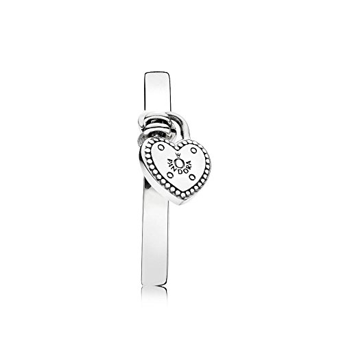 PANDORA Heart Padlock Ring, Sterling Silver 196571-56 EU 7.5 US