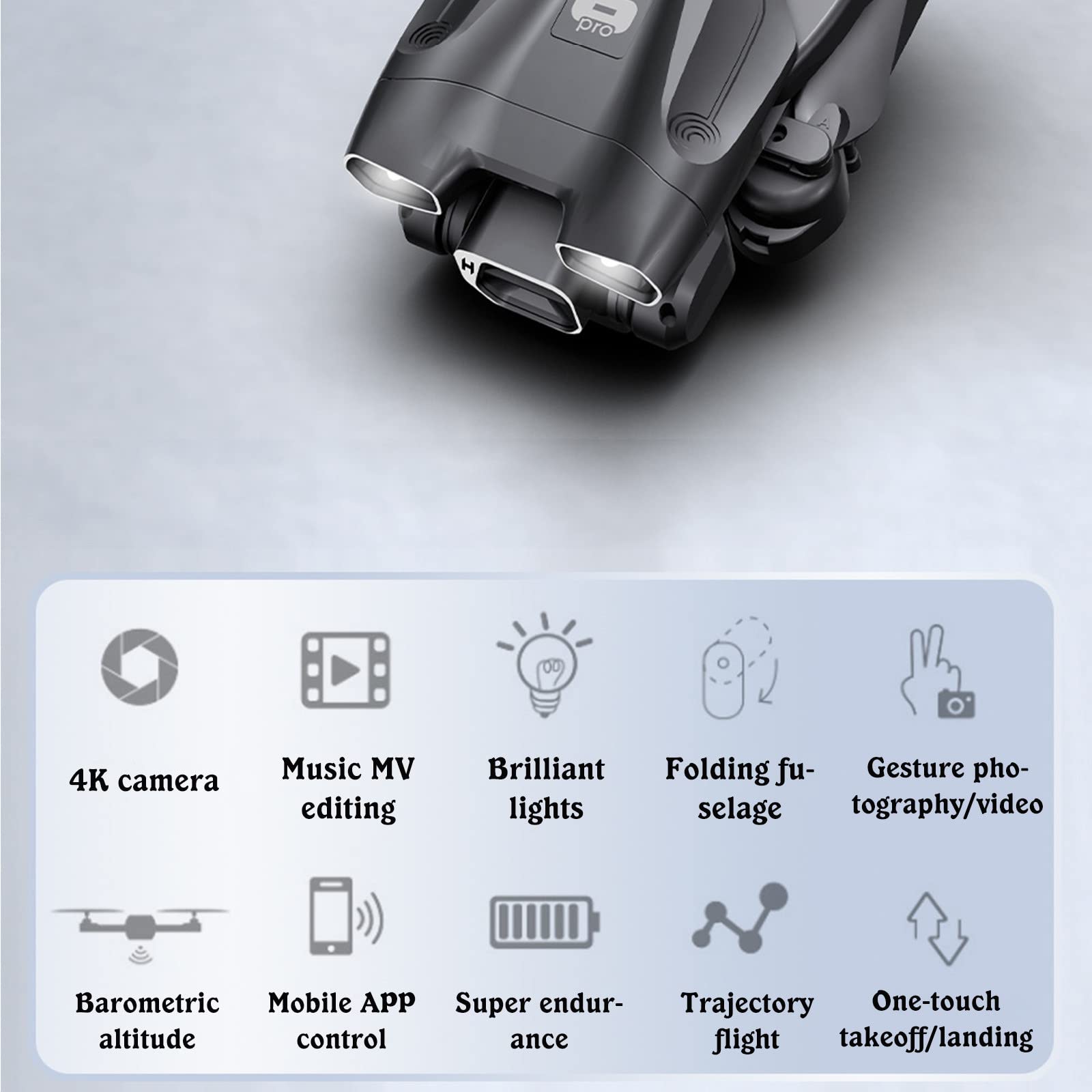 New H66 Aerial Drone, 4k Professional Hd Camera Drone For Adult, Long Endurance Folding Remote Control Aircraft With Wifi Fpv Live Video, Single Lens With Storage Bag, Trajectory Flight, App Control (Black B)