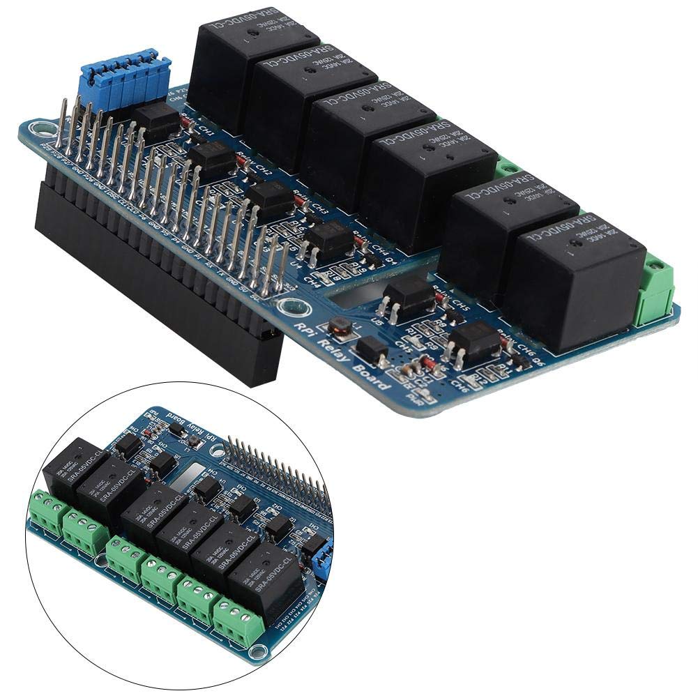 Relay Expansion Board, 6 Channel RPi Relay Module Expansion Board for Pi A+/B+/2B/3B, Optocoupler Module Relay