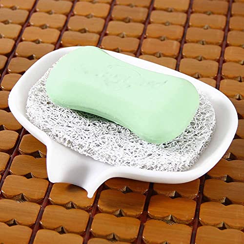 Soap Holder Set Non Slip Soap Holder Pad Soap Dishes for Bar Soap Self Draining Soap Tray for Shower Bathroom Kitchen Bathtub Keep Soap Dry Extend Soap Life (White)