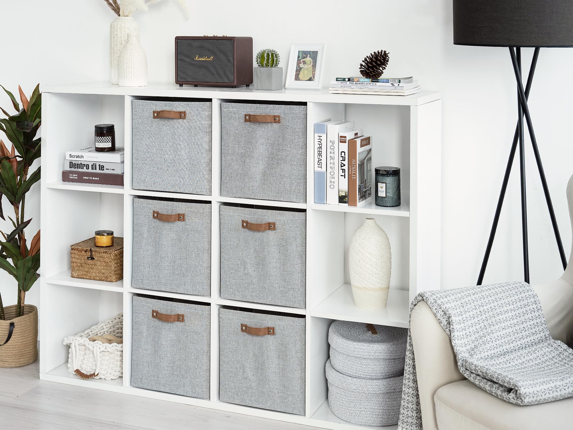 StorageWorks 45L Extra Large Fabric Storage Bins and Storage Box with PU Handles