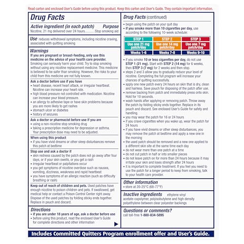 NicoDerm CQ Step 1 Nicotine Patches to Quit Smoking, 21 mg, Stop Smoking Aid, 14 Count