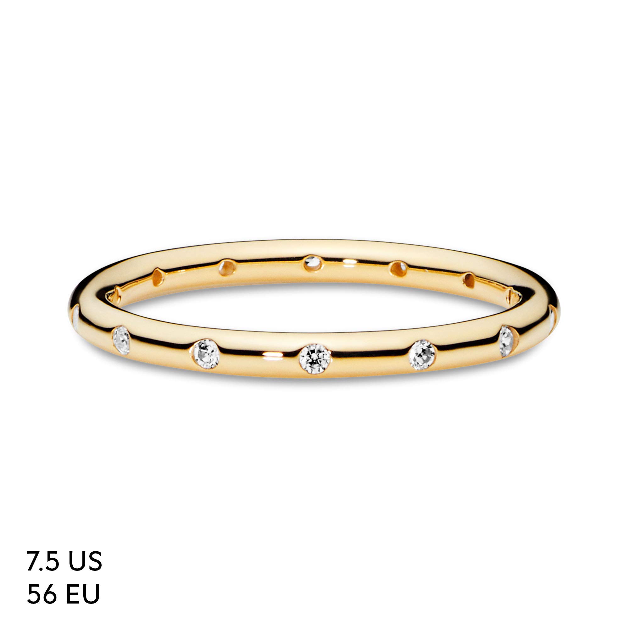 Pandora Jewelry Simple Sparkling Band Cubic Zirconia Ring in Gold 14K, Size 7.5