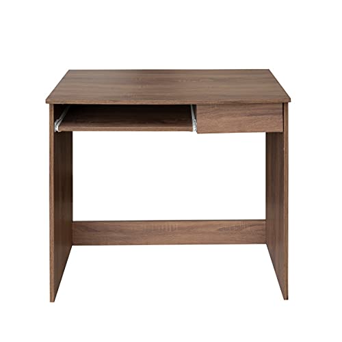 PATAWFFF Home Office Desks Full Wooden Computer Desk with 1 Drawer and 1 Keyboard Tray (Walnut) Home Furniture Office Desks/Work Surfaces