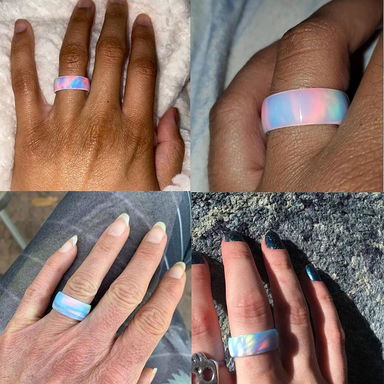 Winnerlion Women's Band Rings Thin and Stackable Silicone Rings Wedding Ring for Women Cloud Acrylic Ring Colorful Thick Ring Beach Jewelry Simple Style Luckys Ring (Rainbow, 11)