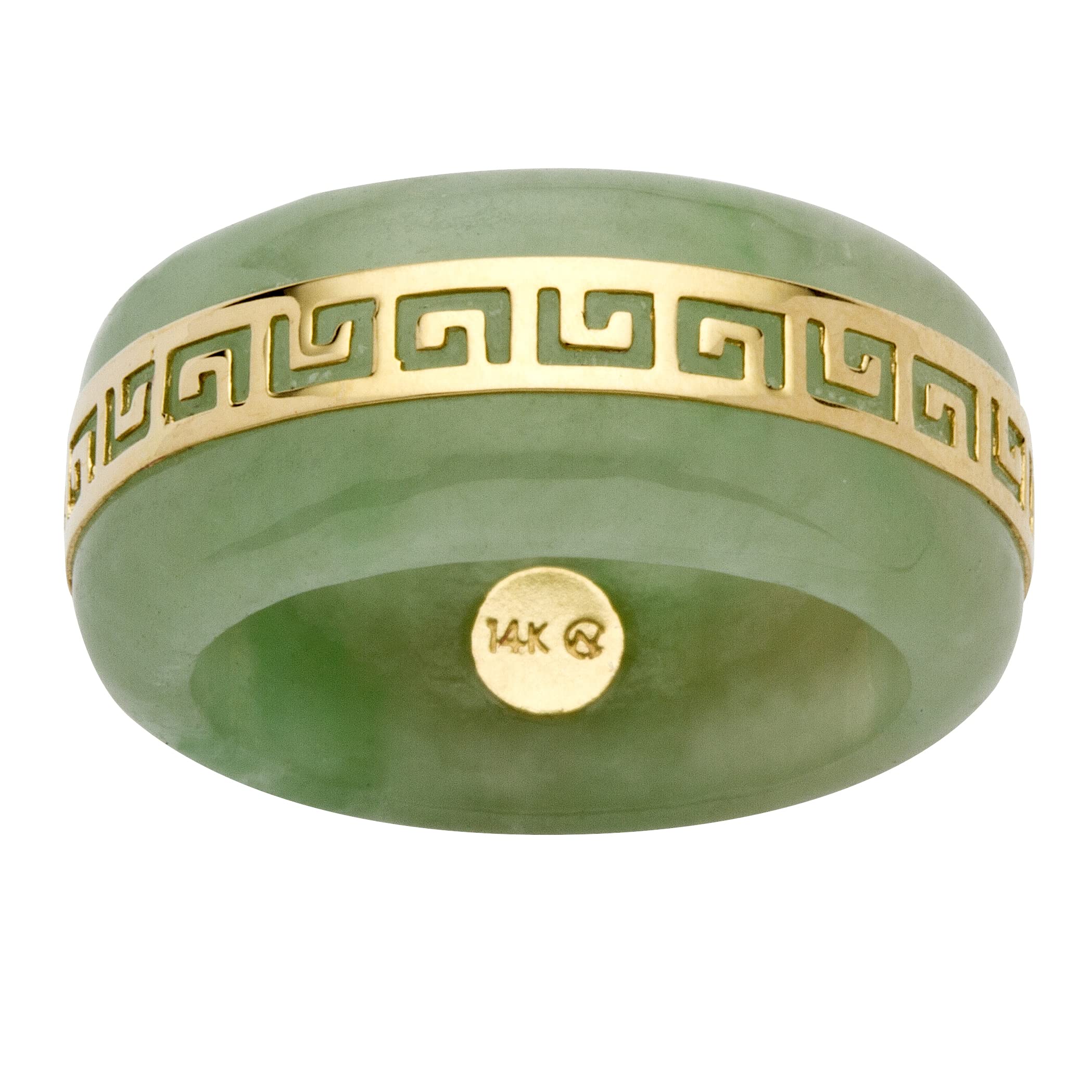 PalmBeach 14K Yellow Gold Round Genuine Green or 10K Yellow Gold Black Jade Greek Key Ring Size 8