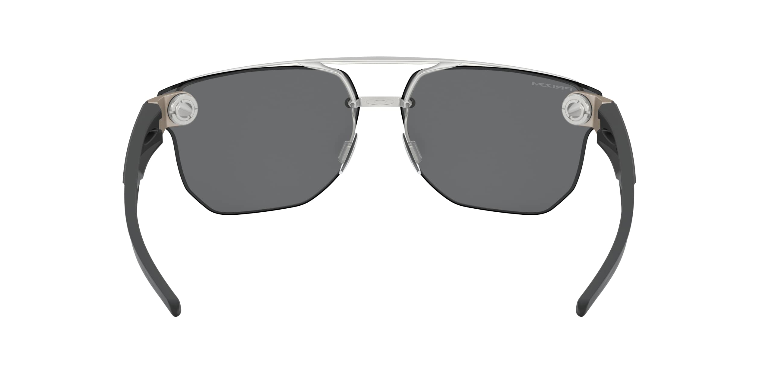 Oakley Men's Oo4136 Chrystl Rectangular Sunglasses, Satin Chrome/Prizm Black, 67 mm