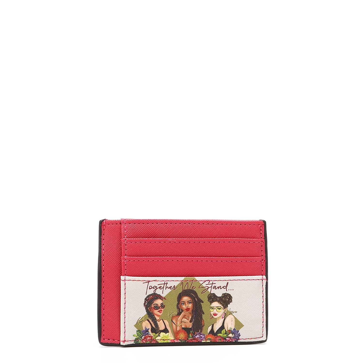 Nicole Lee 3 Pcs Fashion Accessories Gift Set, Vegan Leather (Wallet Pouch, Keychain, Small Card Case) (Together We Stand)