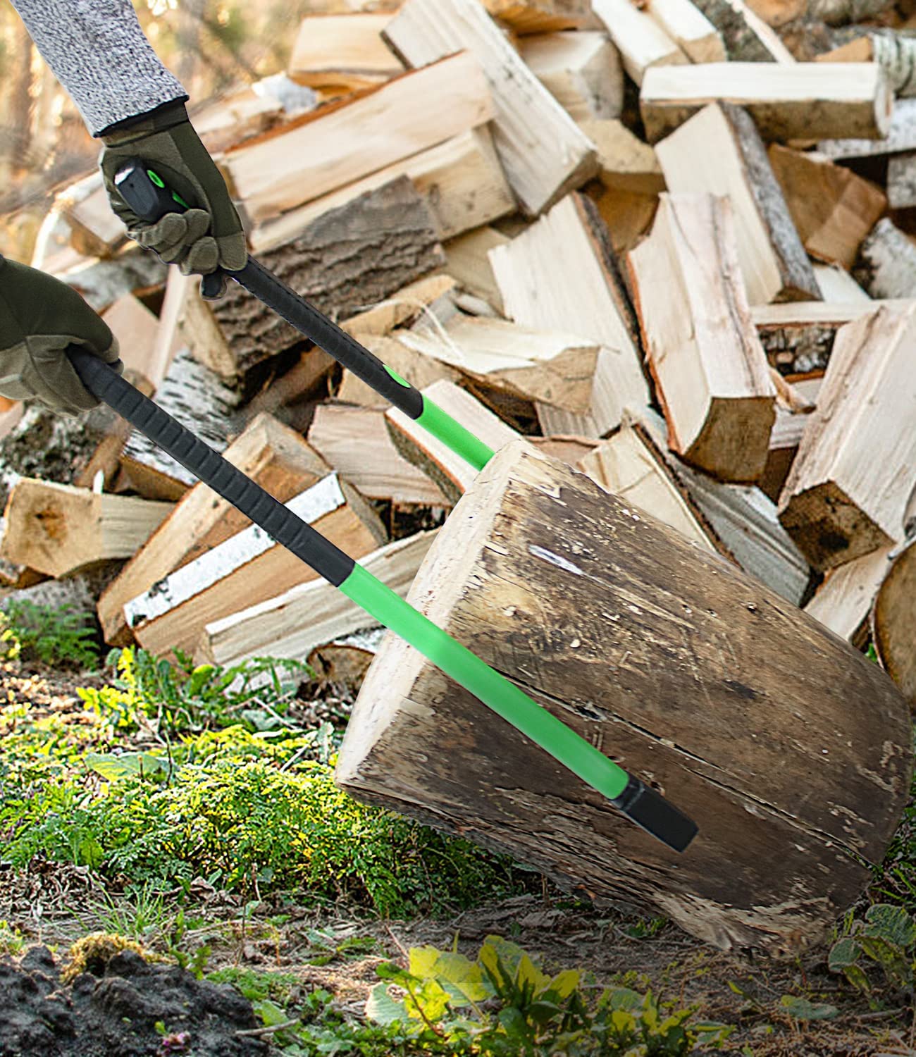 WICING Hookaroon 28 Inch, Pickaroon Forged Steel, with Anti-Slip & Shock Reduction Grip, for Log Lifting and Moving Wood Firewood Tool